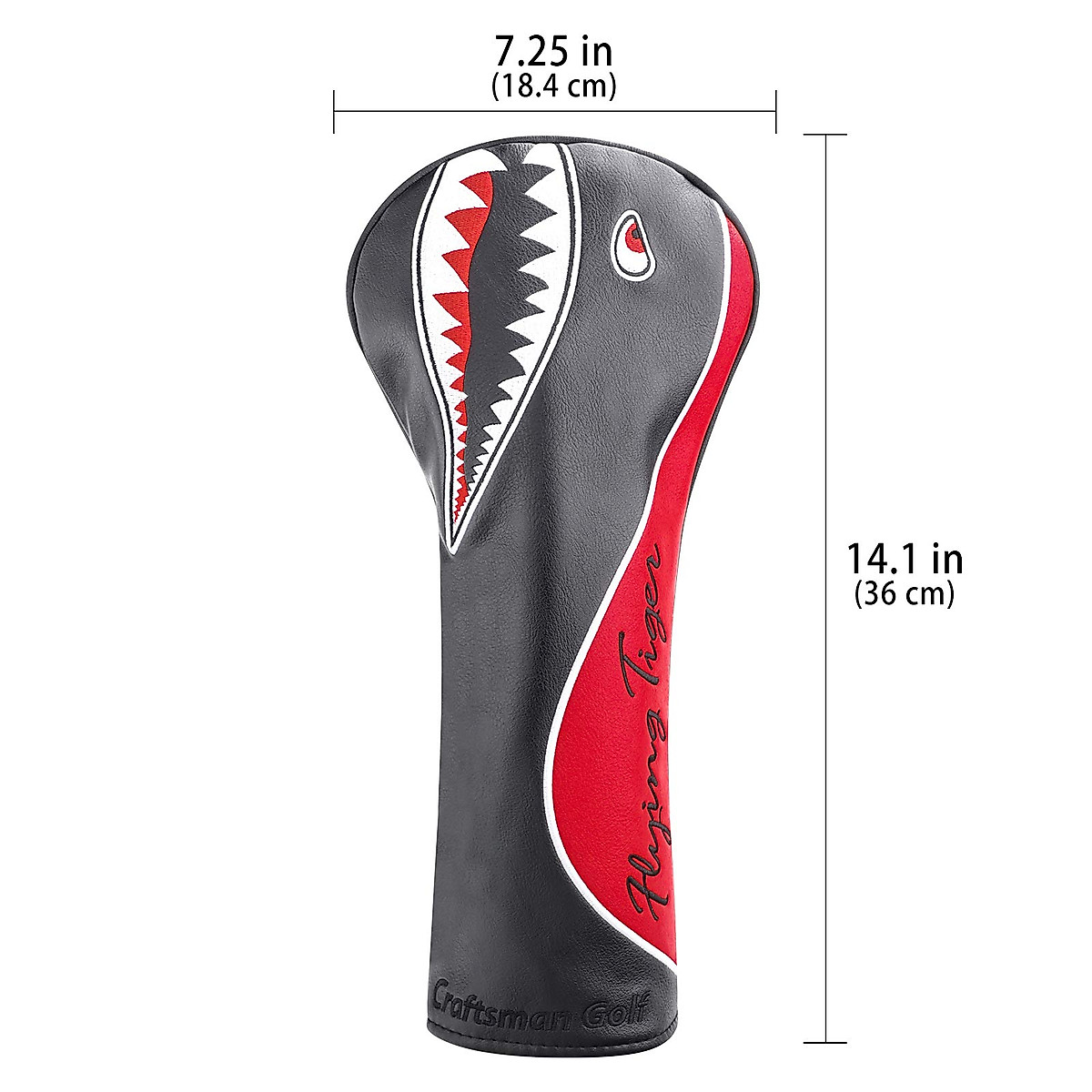 Craftsman Golf Cool Shark Black and Red Driver Head Cover Headcover 460cc for Taylormade Big Bertha