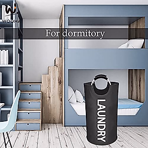 WOOHA 90L Large laundry basket,Collapsible laundry hamper, Tall Clothes Baskets Folding Washing Bin Foldable Fabric Hamper Bags for Bedroom, Closet,Bathroom,College,laundry bag, black