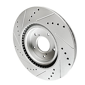 WEIZE Front Carbon Fiber Ceremic Brake Pad & Drilled Slotted Rotors Kit, Compatible with Jeep Compass/Patriot Dodge Caliber Avenger