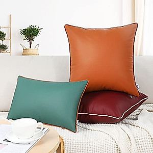 howdy deco Silicone Waterproof Lumbar Pillow Covers for Summer Outdoor Fadeproof Rectangle Pillowcase Durable Cushion Sham Decorative for Garden Patio Tent Balcony Bench Sofa 12x20 Inch, Dark Green