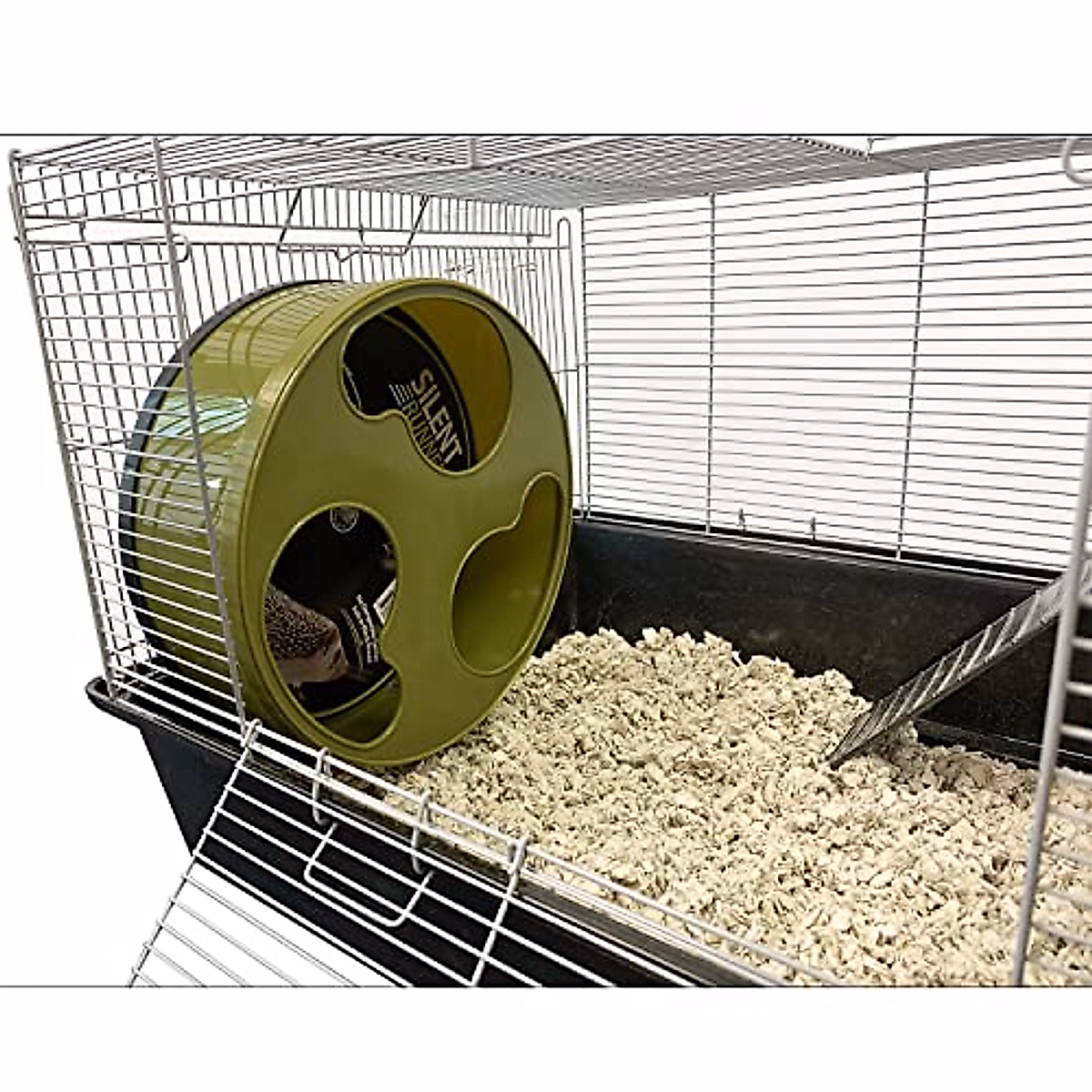 Silent Runner 12" Wide + Cage Attachment + Autoclean Track + Sandy Track - Silent, Fast, Durable Exercise Wheel - Sugar Gliders, Degus, Rats, Hedgehogs, Prairie Dogs & Small Pets