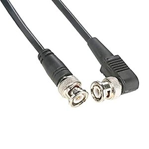 Amphenol CO-058BNCRBNC-002 Black BNC Male to BNC Right Angle Male Coaxial Cable, RG58, 50 Ohm, 2'