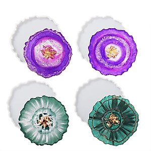 LET'S RESIN Geode Resin Coaster Molds, 4 Pcs Druzy Silicone Agate Coaster Molds