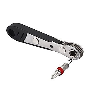 Gazeer 19pcs S2 Micro Ratchet Wrench Screwdriver Bit Set with Phillips,Slotted,Hexagon and Torx 1/4" Drive Size,Reversible Drive Handle and Multi Bits Set