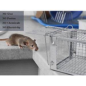 2-Pack Humane Rat Traps, Live Mouse Rat Cage Traps Catch and Release for Indoor Outdoor, Small Animals Traps, Easy to use,(10.6"x 5.5"x 4.5")
