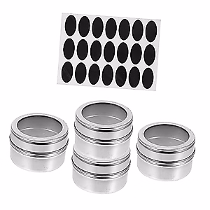 INOOMP 4pcs Stainless Steel Seasoning Jar Dispenser Container Magnetic Container Metal Container Metal Seasoning Shakers Rub Container Tins Stainless Steel Shaker Pepper Shakers Sugar Jar