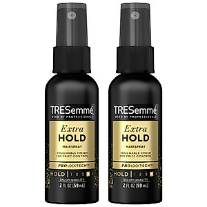TRESemmé Tres Two Spray with Extra Hold Non-Aerosol Hairspray, Travel Size, Extra-Firm Control, Strong Hold with Touchable Feel, Humidity Resistant, Frizz Control, 2 pk – 2 oz Bottles