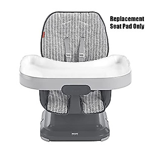 F-Price Replacement Part for Fisher-Price Highchair - HBD72 ~ Space-Saver Simple Clean High-Chair Booster Seat ~ Pencil Strokes ~ Replacement Seat Pad, Gray, White