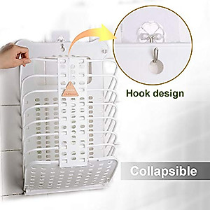 Large Laundry Basket Collapsible Hanging Laundry Basket with Handles Tall Plastic Dirty Laundry Basket Storage for Women Kid's Room Kitchen College Dorm - 2 Pack/White