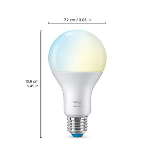 WiZ 100W Eq. (14.5W) A21 Tunable White LED Smart Bulb - Pack of 1 - E26- Indoor - Connects to Your Existing Wi-Fi - Control with Voice or App + Activate with Motion - Matter Compatible