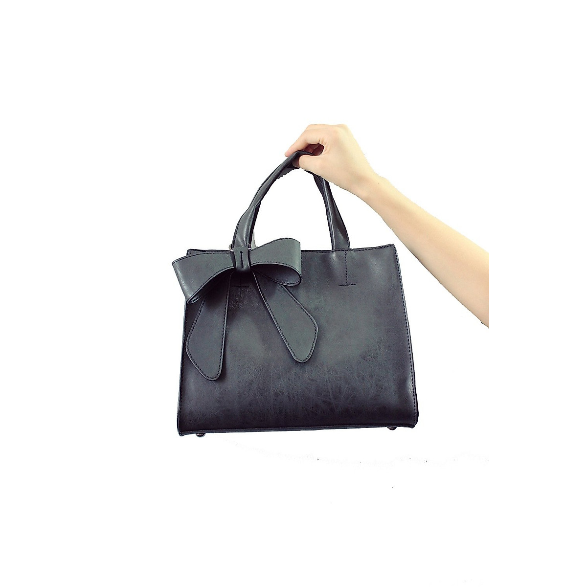 Women’s Tote Purses and Handbags Bow Tie Leisure Top-Handle Cross-body Shoulder Bags (Black)