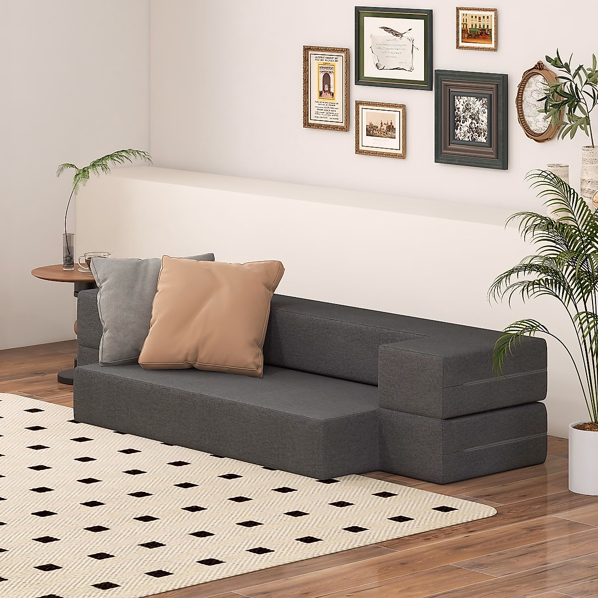 RELAX4LIFE Convertible Folding Sofa Bed - Medium Firm Fold Out Futon Couch w/8’’ Memory Foam, Washable Cover, Floor Lounge Sleeper Mattress for Living Room Guestroom Home Office Dorm Apartment (Twin)