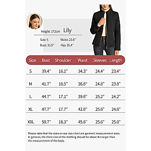 Bellivera Women's Stand Collar Lightweight Quilted Puffer Jacket Padded Zip Coat for Spring and Winter 087 black S