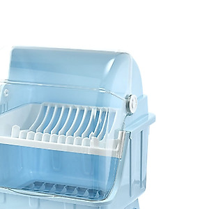 Dish Drying Rack, Dish Rack With Cover, Cutlery Dish Drainer Rack with Lid Cover,Over The Sink Dish Drying Rack, Multifunctional Kitchen Tableware Storage Box(blue)