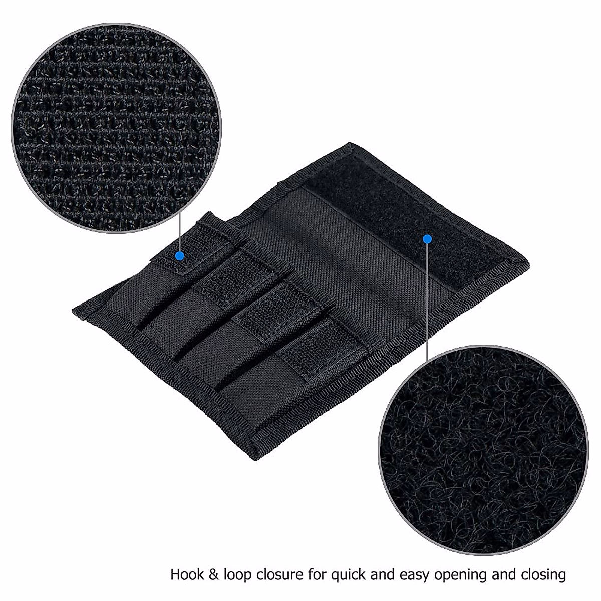 JJC Polyester 18650 Battery Pouch Case for 4PCS 18650 Battery with Extra Zipped Pocket, Hoop&Loop Closure Design 18650 Battery Storage Organizer, Water-Resistant and Easy Carrying with Carabiner