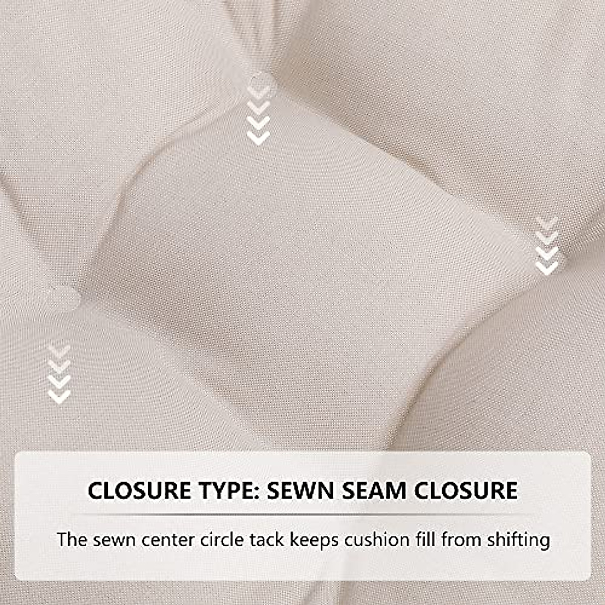 RACE LEAF Chair Cushions 19" x 19" Patio Chair Seat Pads, Set of 2 Thick Fill Tufted Square Patio Cushions, Water-Resistant Chair Seat Cushion with Ties for Non-Slip Support, Beige