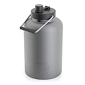 RTIC Jug with Handle, One Gallon, Graphite Matte, Large Double Vacuum Insulated Water Bottle, Stainless Steel Thermos for Hot & Cold Drinks, Sweat Proof, Great for Travel, Hiking & Camping