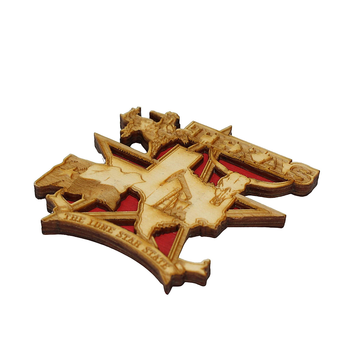 Texas Magnet, The Lone Star State, Wood Carved, Souvenir Magnets for Fridge, 3 Inches