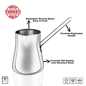 Copperloom Quality Turkish Coffee Pot - Cezve - Turkish Coffee Maker, Arabic Coffee Pot, Briki Greek Coffee Pot, Greek Briki, Ibrik (15oz)