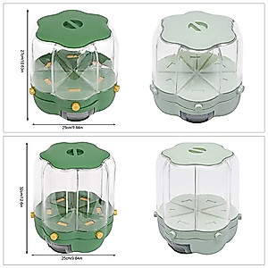 6-Grid Grain Storage Tank, 360° Rotatable Miscellaneous Grains Food Dispenser Grain Storage Box Suitable for All Beans Barley Millet And Other Granular Grains or Pet Food (Large, Light Green)