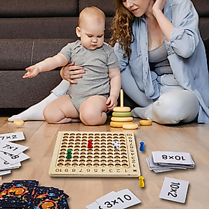 XJSGS Wooden Montessori Multiplication Board Game,Montessori Children Counting Toy,Math Blocks Board for Toddlers and Preschool Gifts for Kids