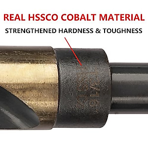 VALYRIANTOOL 1-3/8 in. x 6 in. Fractional Cobalt Silver and Deming Drill Bits HSSCO High Speed Steel M35 S&D Twist Drill Bits for Stainless Steel 1/2" Reduced Shank 6" OAL 135-Degree Split Point