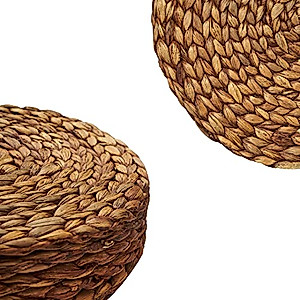 (4 Sizes: 12"-13"-14"-15") BARIEN Brown Woven Placemats Round Set of 6, Natural Water Hyacinth Weave Placemat for Dining Table, Large Handmade Woven Placemats Heat Resistant Non-Slip (13" - Set of 6)