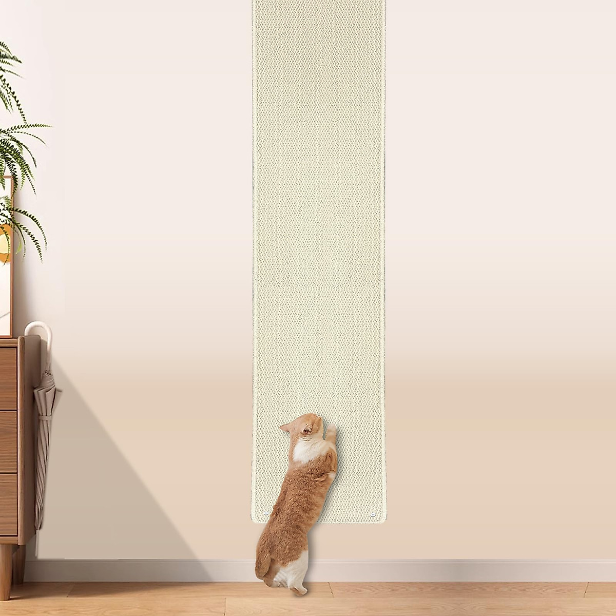 70.9"x 15.7" Thickened Extra Large Cat Wall Climbing Carpet with 10pcs Fixed Nails, Durable Cat Wall Furniture, Wall Scratcher, Scratching Post, Couch Sofa Protector, White
