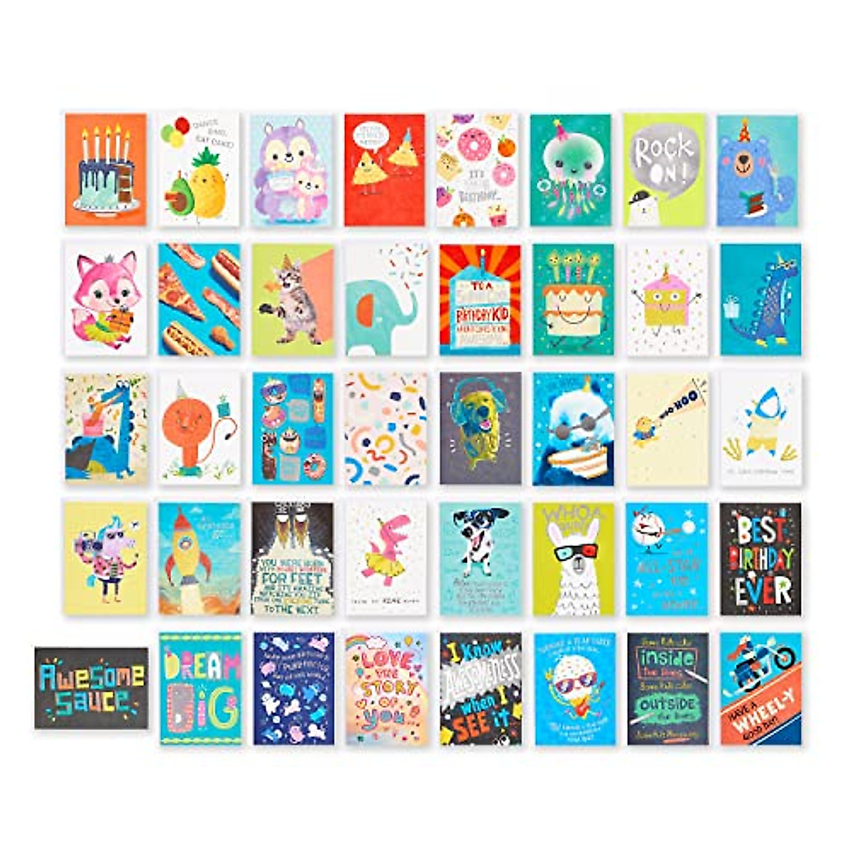 American Greetings Deluxe Kids Birthday Card Assortment, Bright and Cheerful Designs (40-Count)