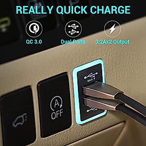 Disscool Toyota QC3.0 USB C VIGO Power Socket, 3.2A Quick Charge Car Charger USB Adapter with Blue LED Output PD for Smartphone/iPad/PDA