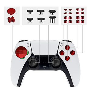 31 in 1 Magnetic Metal Joystick Bullet Buttons Replacement Kits for PS5/PS4 Controller(Red)