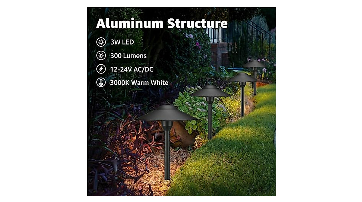 Lumina Lighting 3W Path Lights - Waterproof Low Voltage Outdoor Lighting