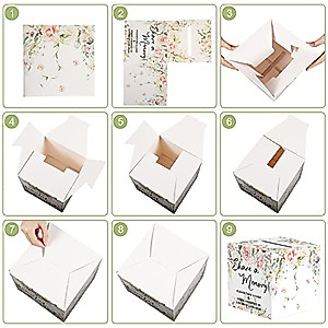 Tatuo 50 Pcs Greenery Share a Memory Cards for Collections of Life, Memory Cards Box Guest Card Ideas Pink Flower Box for Funeral Graduation Wedding Bridal Shower Birthday Anniversary Retirement