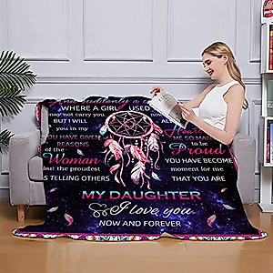 Ivivis to My Daughter Blanket, Daughter Gifts from Mom/Dad, Birthday Gifts for Daughter, Daughter's Christmas Wedding Graduation Valentines Day Gifts, Soft Fleece Throw Blankets Bed Throws 50x60in