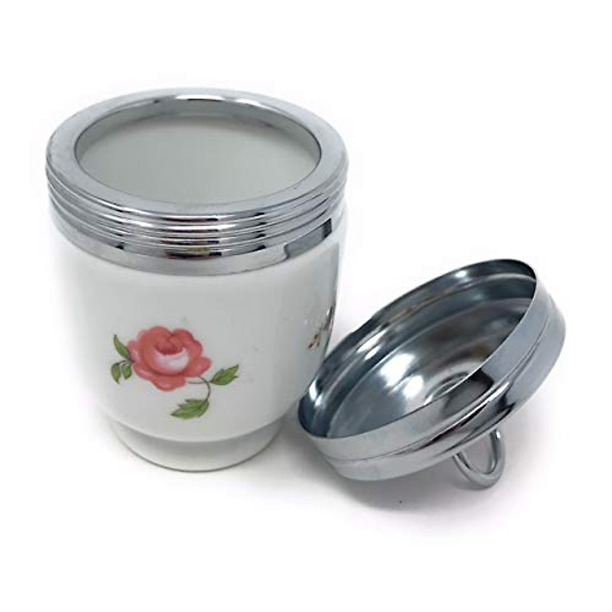 Royal Worcester Porcelain Bournemouth Pink Rose Single Egg Coddler Made In England