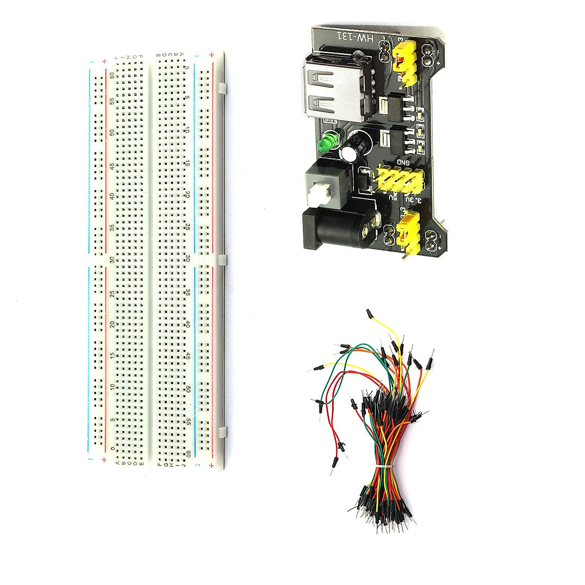 DGZZI 1Set Electronics Fun Kit(1PCS Power Supply Module + 1PCS Solderless 830 tie-Points Breadboard + 65pcs Jumper Wire) for Arduino