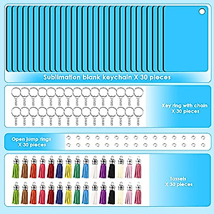 HTVRONT Sublimation Keychain Blanks Bulk - 120Pcs Sublimation Blanks Keychain with Blue Protective Film - MDF Rectangle Keychain with Tassels - Heat Transfer Keychain Blanks Double Sided