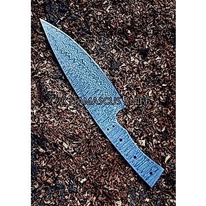 JNR Traders Forged Damascus Steel Chef Knife Blank Blade for Knife Making Diy Professional Kitchen Knives Blanks 10.50" Jnr6045Ld
