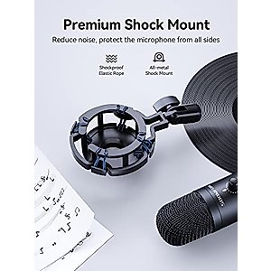 SOOMFON USB Computer Microphone Condenser Podcast Microphone for PC, Recording, Gaming, Streaming, Upgraded Mic with Height Adjustable Stand, Headphone Output, Gain and Volume Knob