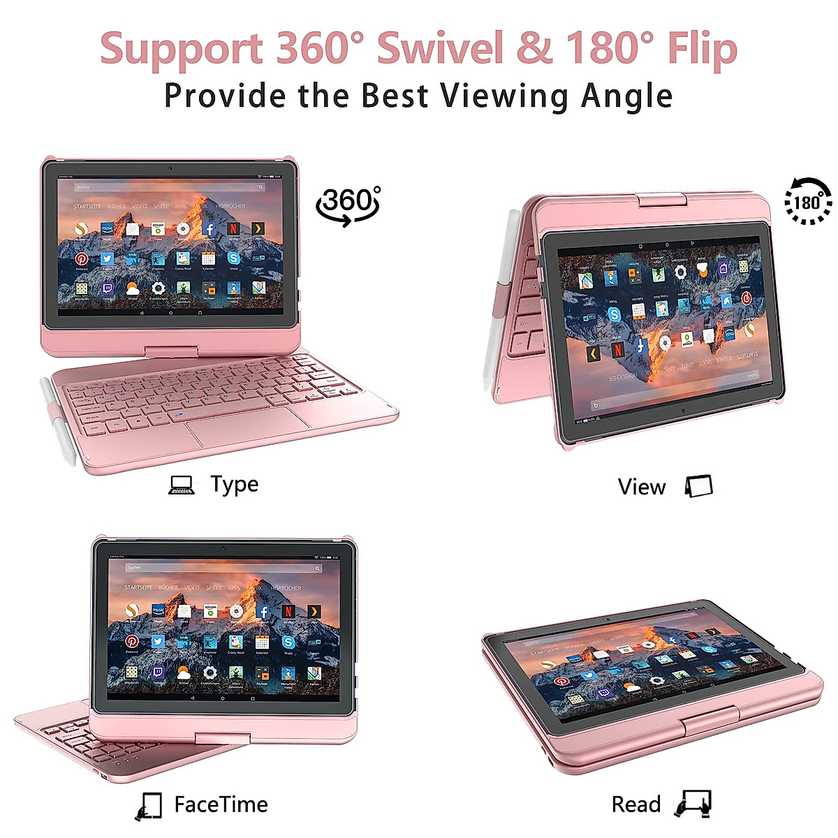 Touch Keyboard for All-New Kindle Fire HD10 Tablet&Fire HD10 Plus(Only Compatible 11th Generation,2021 Release) 10.1"-360° Rotatable Touchpad Keyboard Case,Thin&Protective for Fire HD10 Tablet(2021)