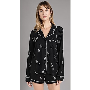 PJ Salvage Women's Loungewear Giraffe Manor Pajama Pj Set, Black, M
