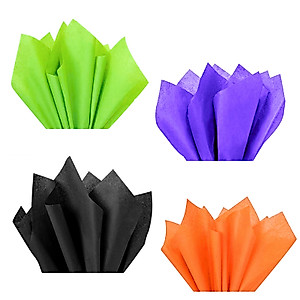 NICROHOME 24 Sheets Halloween Wrapping Paper in 4 Colors, 20 x 28Inch Dark Tissue Paper for Gift Bags, Box Wrapping, Wrapped Small Gifts, DIY Craft