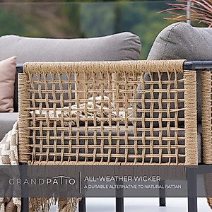 Grand patio Outdoor 4-Piece Conversation Set Rust Free Patio Furniture Set Open-Weave Wicker Olefin Modern Sofa Seating for Garden, Backyard, Balcony, Gray