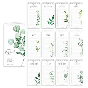 Bliss Collections Perpetual Calendar, Important Dates to Remember, Greenery Monthly and Daily Wall Hanging Organizer for Important Dates, Birthdays, Anniversaries and Special Days, 5"x10" (12 Sheets)