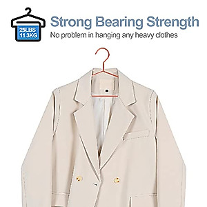 SPECILITE Metal Hangers 30 Pack Heavy Duty, Strong Wire Clothes Hangers with Notches, Space Saving Hangers Bulk for Standard Size Coats, Shirts, Suits, Pants, Shiny Rose Gold