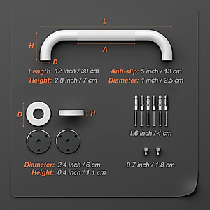 Anti-Slip Black Grab Bars 12 Inch w/Rubber Grip, iMomwee Stainless Steel Bathroom Wall Mount Oil Rubbed Black Grab Bar Handle, Safety Balance Handrail, Handicap Elderly Senior Assist Shower Handle