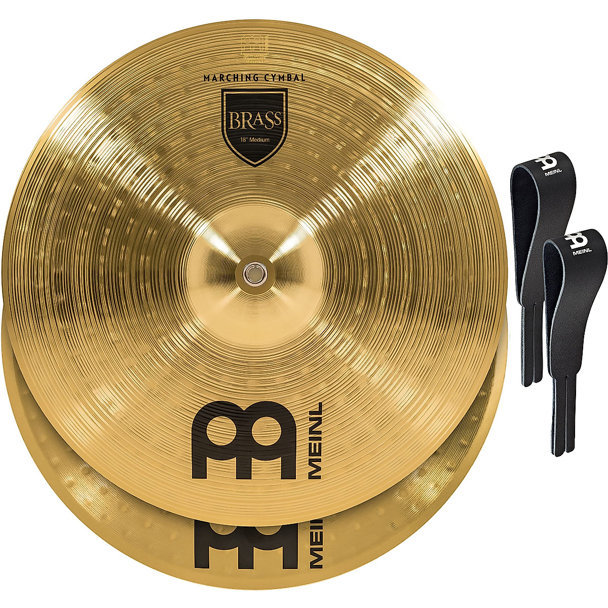 Meinl 18” Marching Cymbal Pair with Straps - Brass Alloy Traditional Finish - Made In Germany, 2-YEAR WARRANTY (MA-BR-18M)