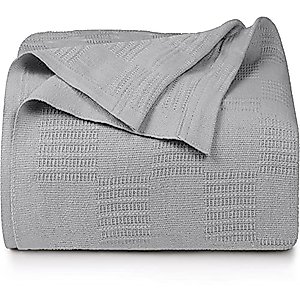 Utopia Bedding 100% Cotton Blanket (Throw Size - 60x50 Inches) 350GSM Lightweight Thermal Blanket, Soft Breathable Blanket for All Seasons (Cool Grey)