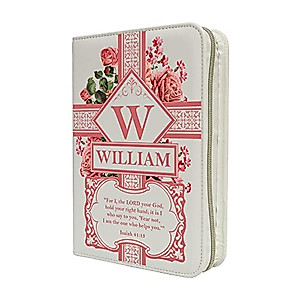 9.6x6.6 Inch Personalized Bible Cover, Custom Bible Cover – Personalized Leatherette Bible Cover and Carrying Case with Handle, Womens Bible Case - White Small (Design 2)