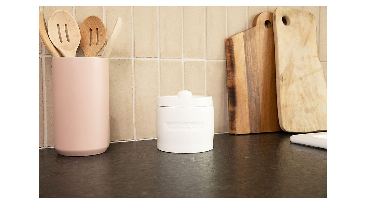 Ceramic Grease Keeper with Stainless Steel Strainer